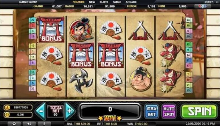 Samurai Heroes ทดลองเล่นสล็อตค่าย LIVE22 Slot รับโบนัสฟรี